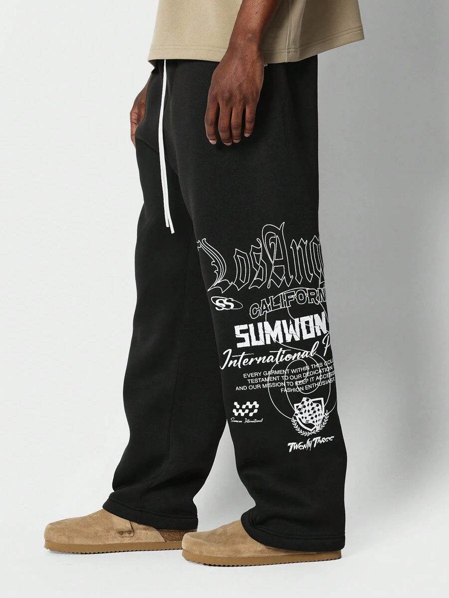 SUMWON Jogger de ajuste suelto y entrepierna caída con estampado ...