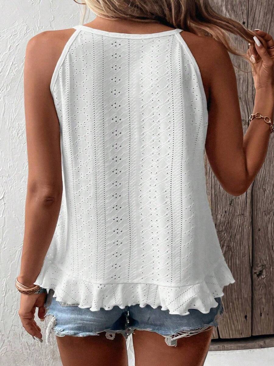 SHEIN LUNE Plus Size Hollow Out Embroidered Criss Cross Wrap Cami Top ...