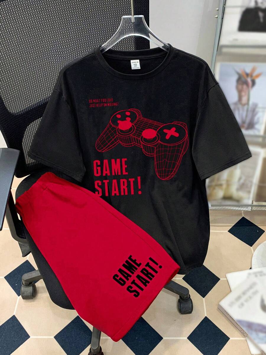 SHEIN Teen Boy Casual Video Game Console English Printed T-Shirt And ...