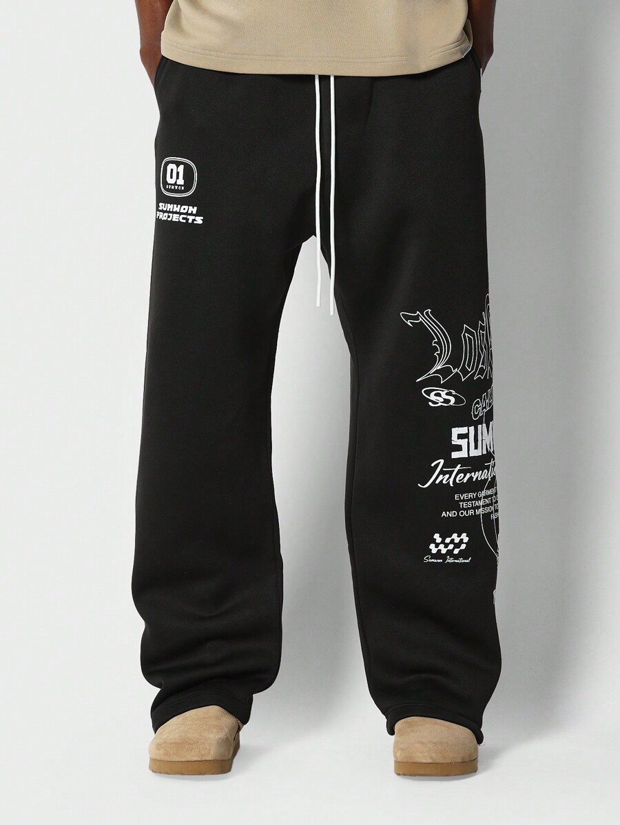 SUMWON Jogger de ajuste suelto y entrepierna caída con estampado ...