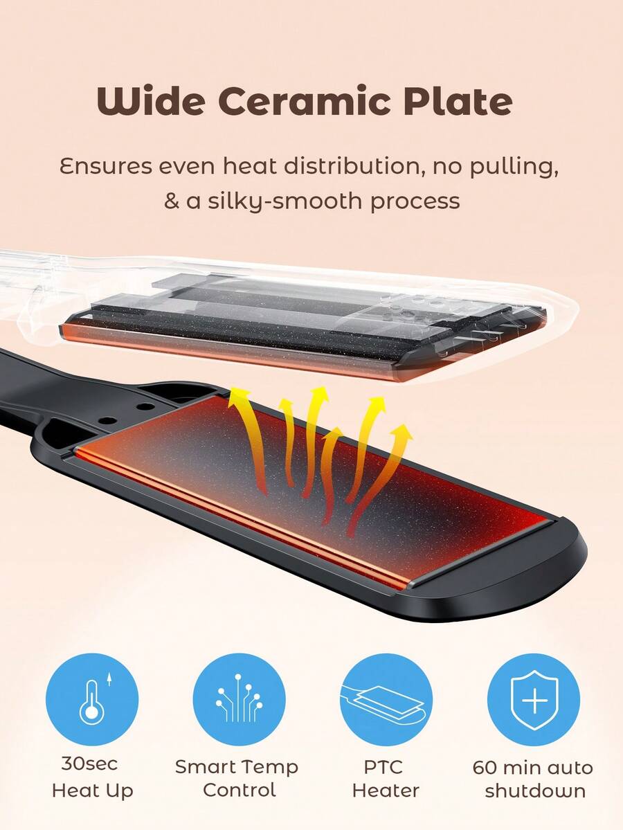 Teckwe Hair Straightener,Beauty Heating Salon Flat Iron,Quick Warm-Up ...