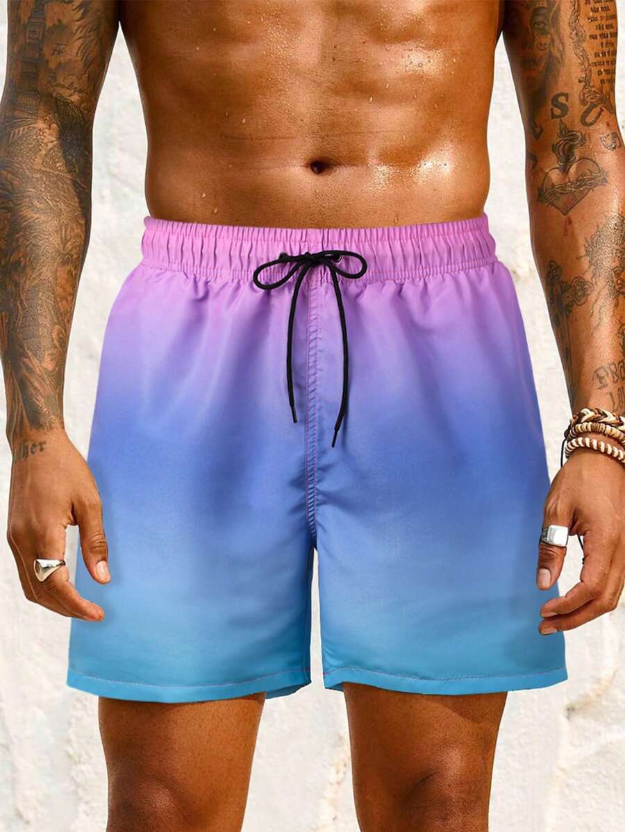 Men Ombre Drawstring Waist Swim Trunks | SHEIN USA