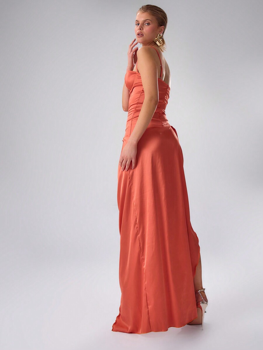 MUSERA Satin Ruched Side Corset Elegant Maxi Dress Spring Summer Vacation Party | SHEIN USA