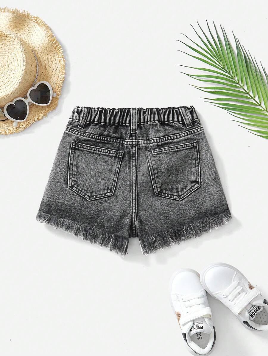 SHEIN Tween Girl Spring Summer Boho Ripped Raw Hem Denim Jeans Shorts ...