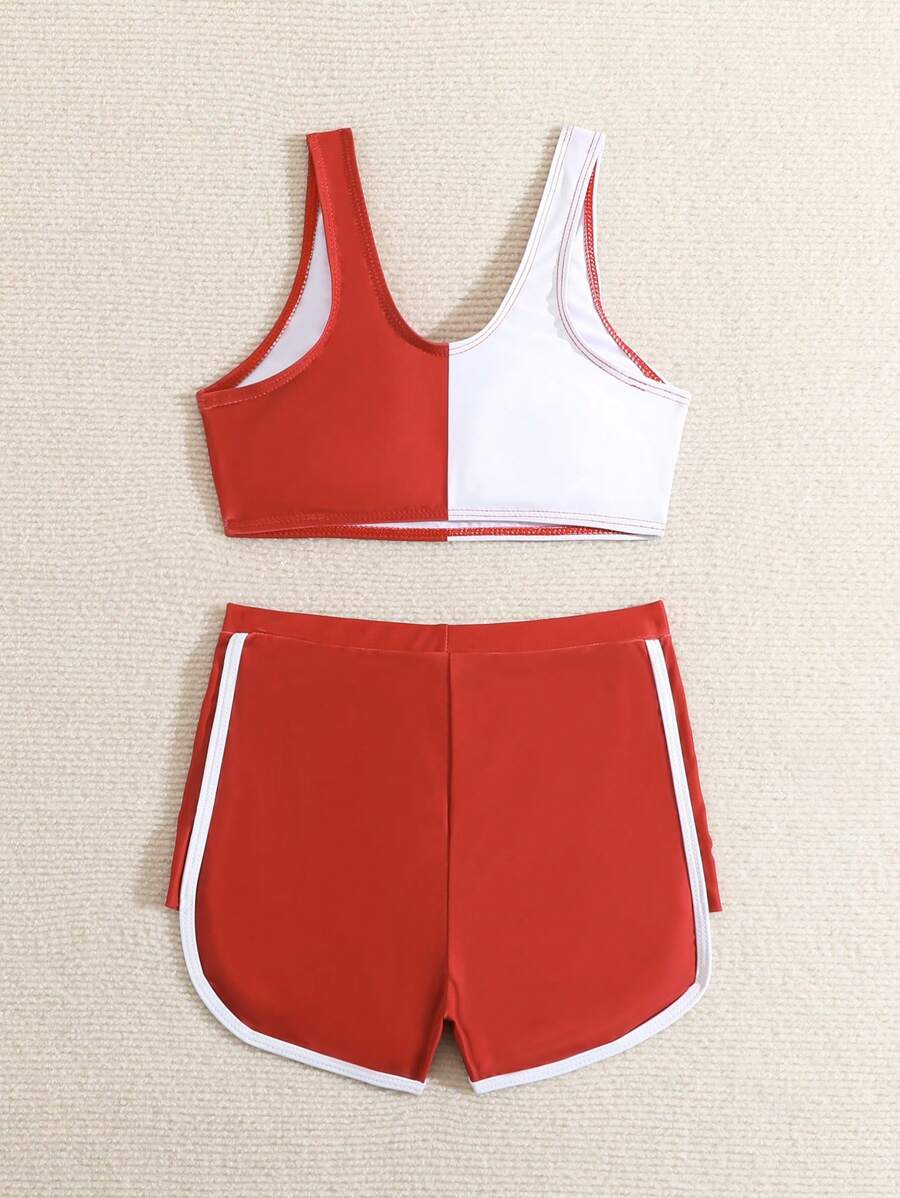 Conjunto de biquíni com estampa de letras Tween Girl e acabamento ...