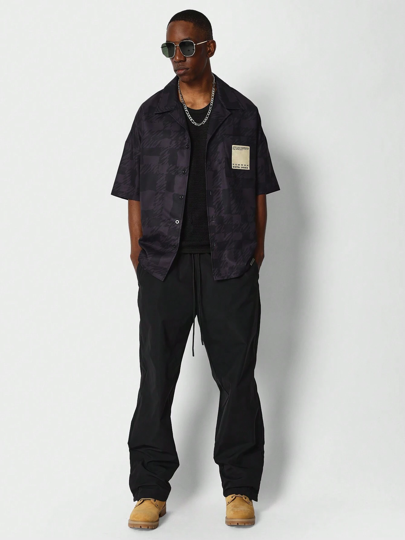 SUMWON Relaxed Fit Shirt With Badge Pocket | SHEIN USA