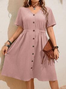 EMERY ROSE Vestido casual de vacaciones de talla grande de un solo ...