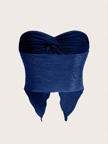 SHEIN ICON Spring Twist Front Split Hem Tube Pink Top | SHEIN USA