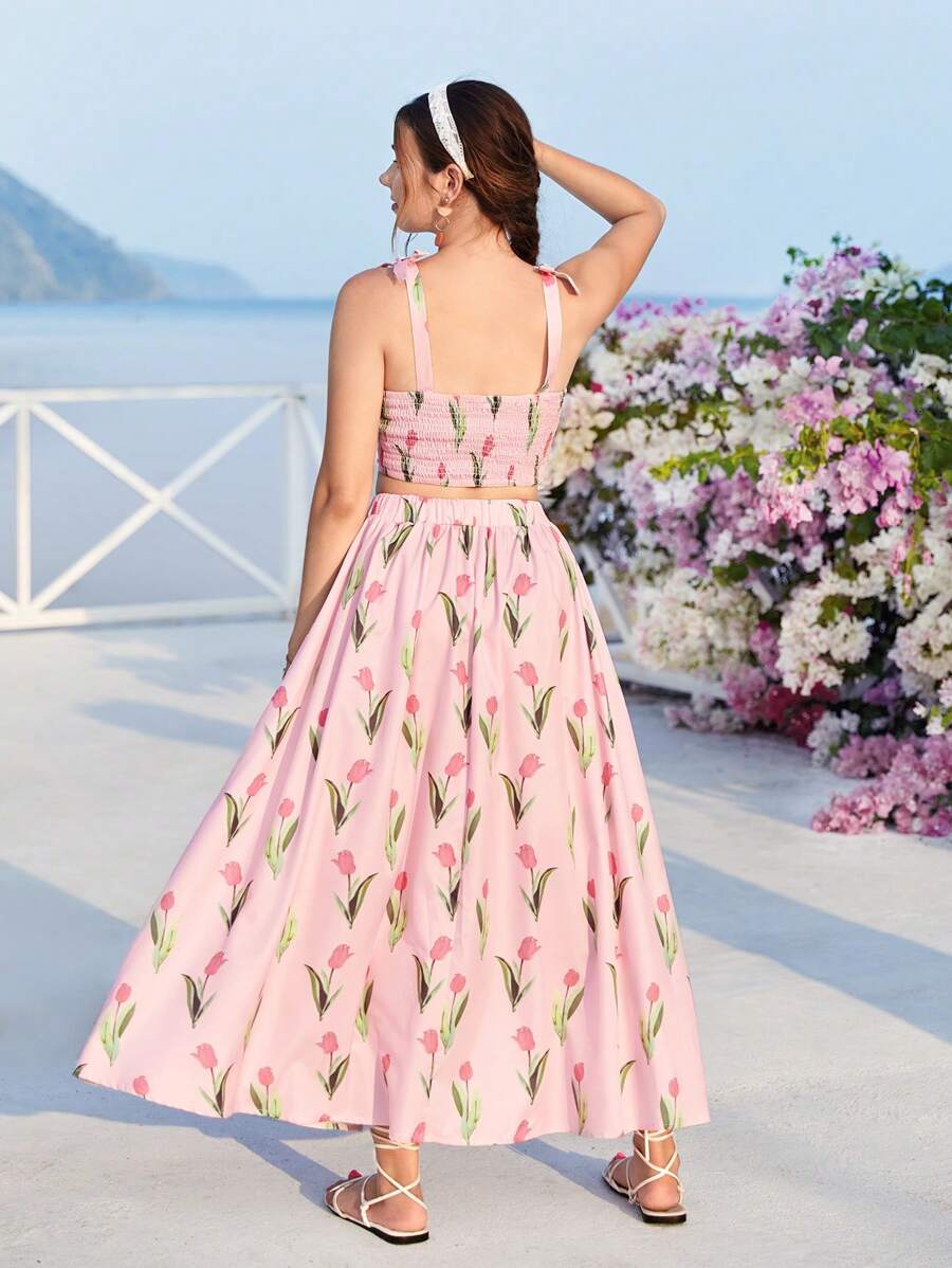 Conjunto de top y falda con diseño de tulipanes para chicas ...