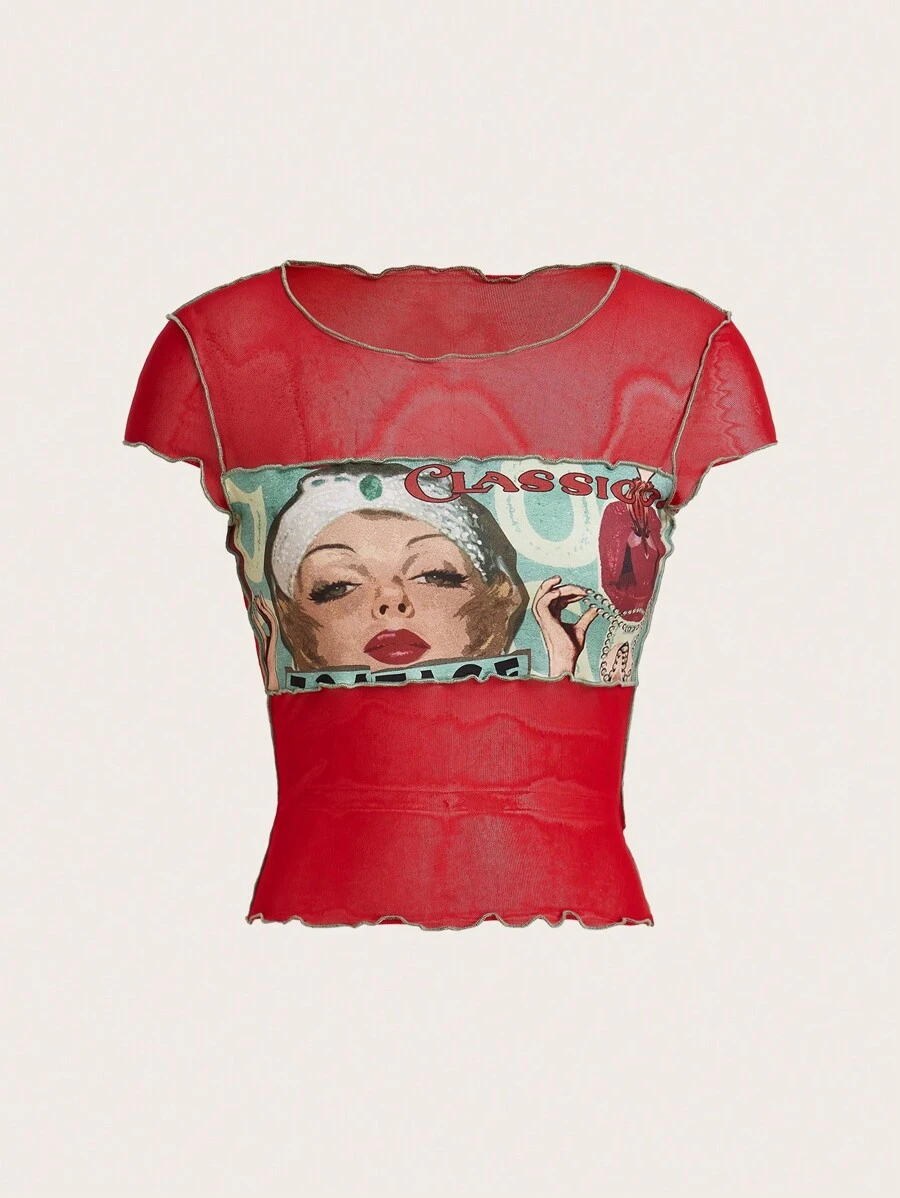 SHEIN ICON Women's Color-Block Printed Casual Short Sleeve Top, Summer ...
