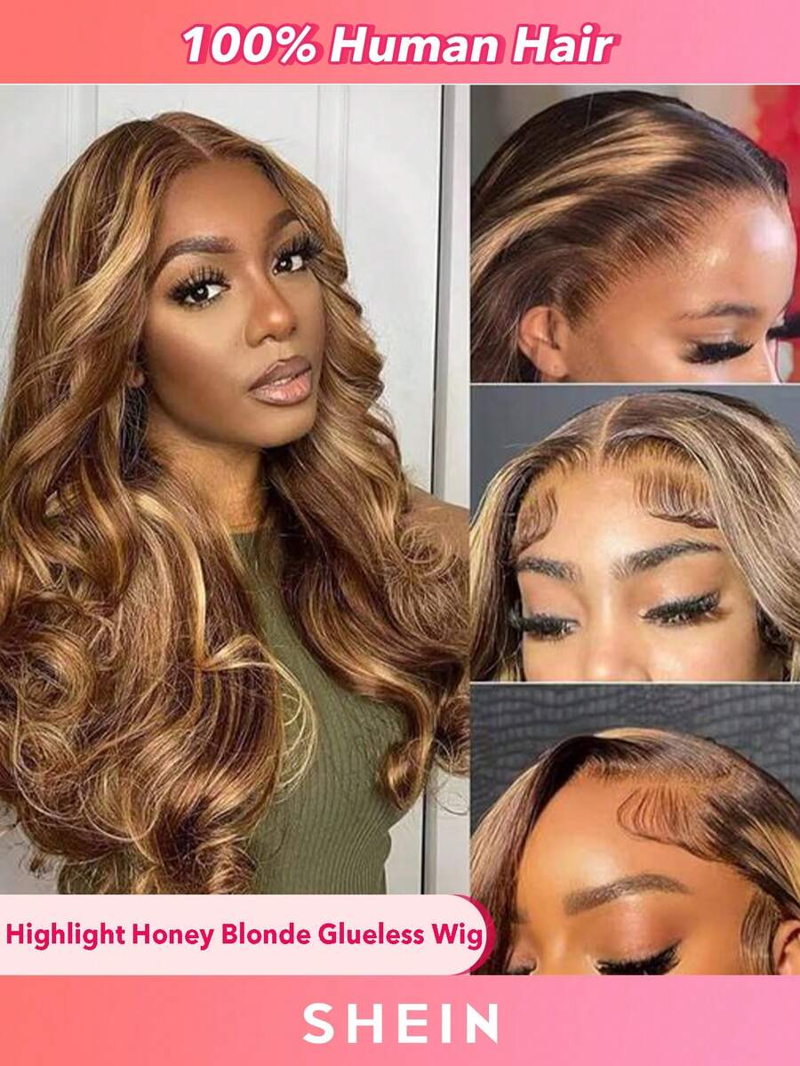 Glueless Honey Blonde Piano Color Highlight Body Wave 5x5 Lace Closure ...