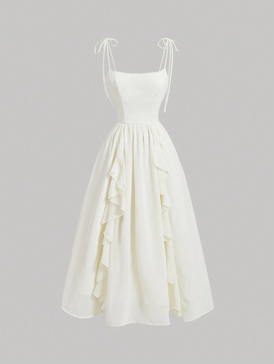 SHEIN MOD Apricot Ruffle Women's Flamenco Dress,Wedding Dress ...