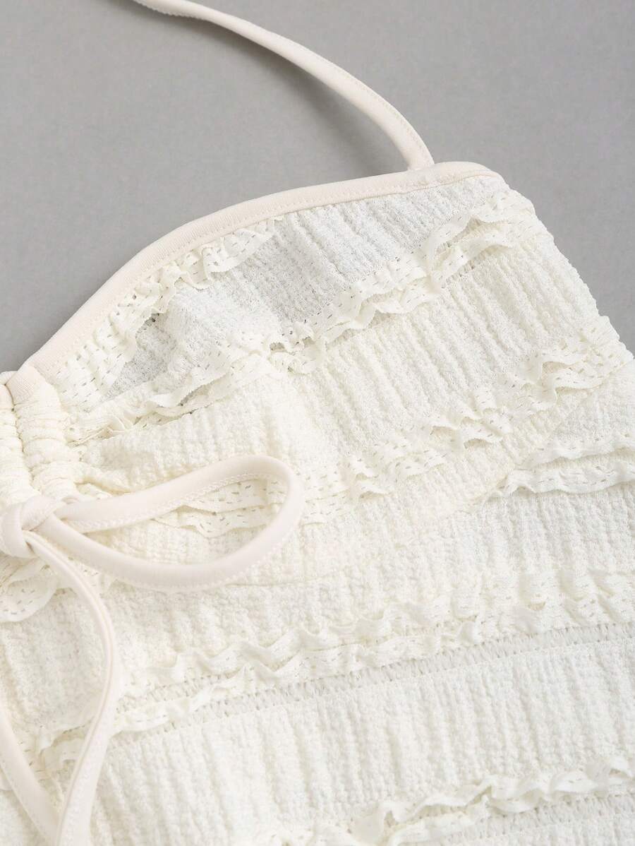 Sweetra Solid Color Drawstring Halter Backless Sexy Summer Tank Top ...