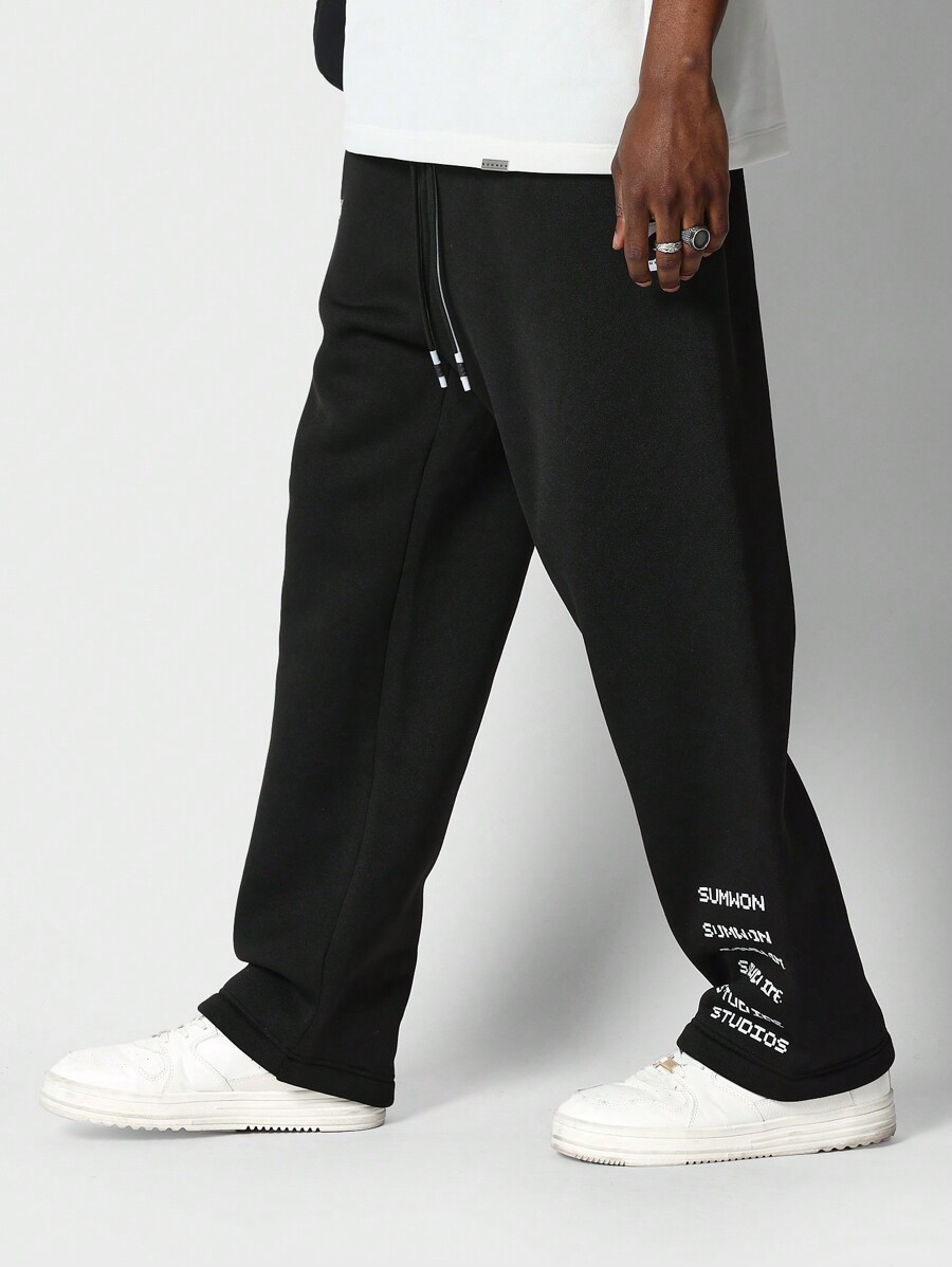 SUMWON Loose Fit Baggy Drop Crotch Jogger Pants With Front Pixel ...