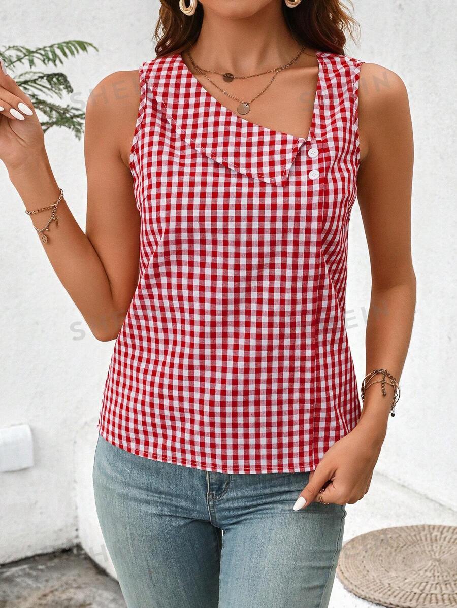 SHEIN LUNE Summer Casual Simple White Short Sleeve Linen Women's Shirt ...