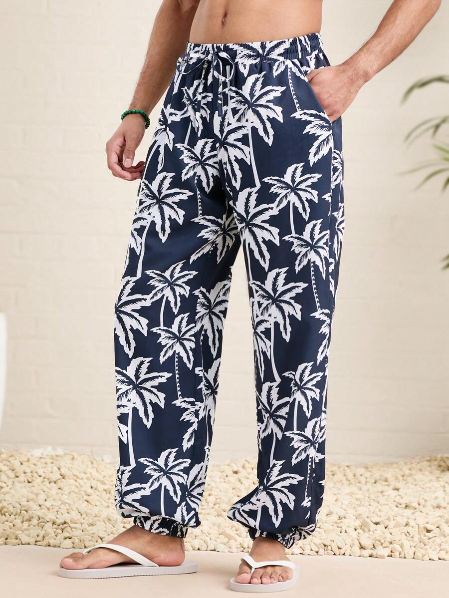 Manfinity VCAY Men Knitted Casual Wide Leg Beach Vacation Pants With ...