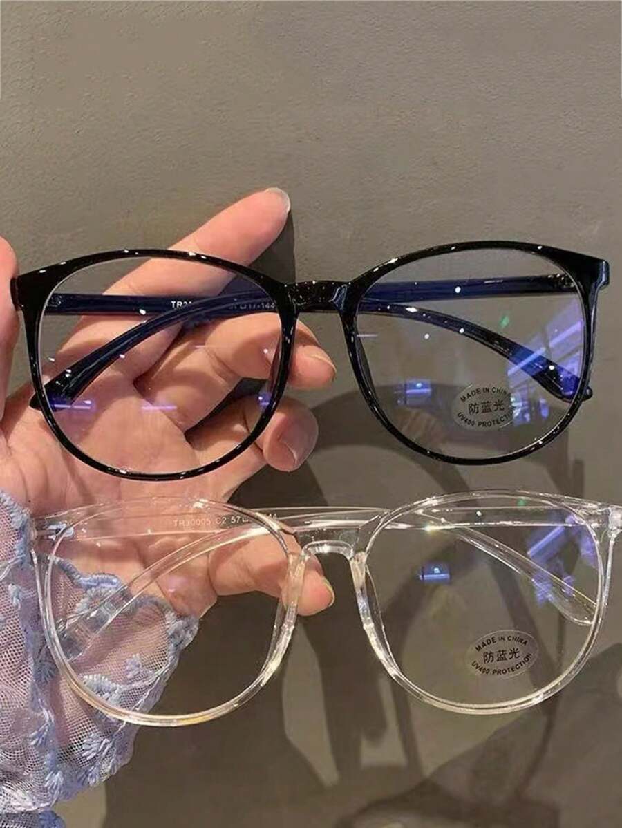 Transparent Plain Glasses Female With Big Frame, Blue Light Blocking ...