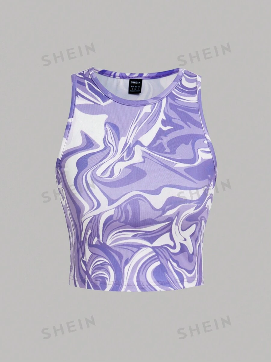 SHEIN ICON 90s Marble Print Y2k Graphic Crop Tank Top | SHEIN UK