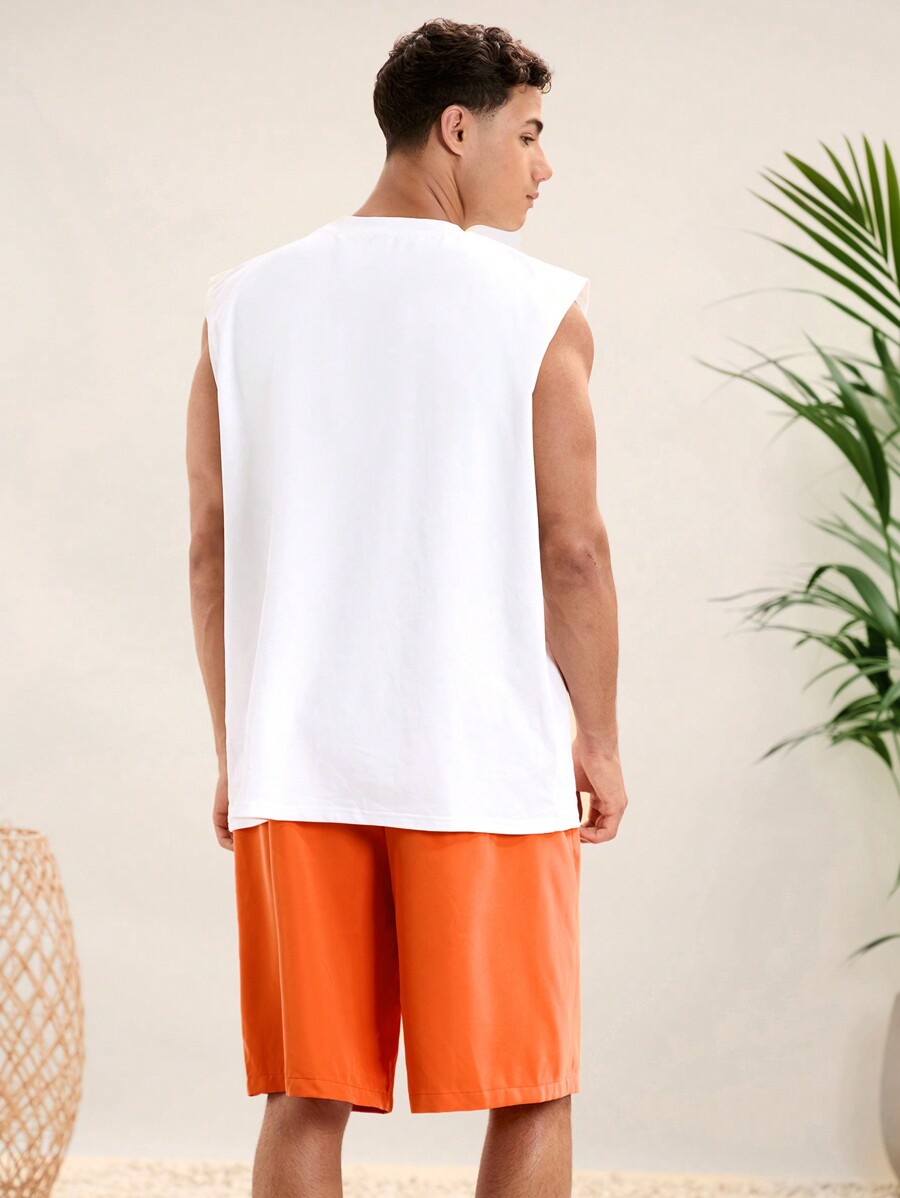 Manfinity VCAY Men's Beach Outfit, Lightweight And Breathable, With Ocean Printed Knit Casual ...