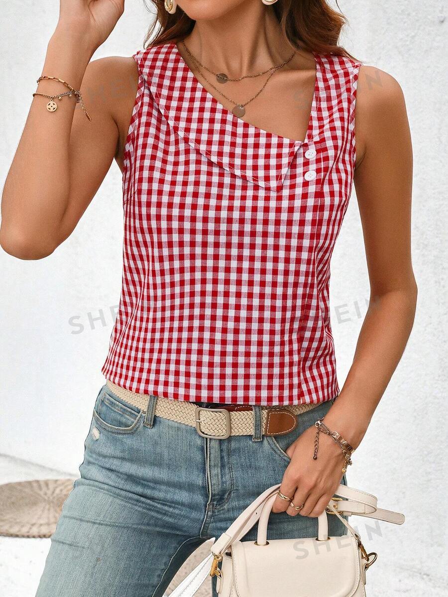 SHEIN LUNE Summer Casual Simple White Short Sleeve Linen Women's Shirt ...