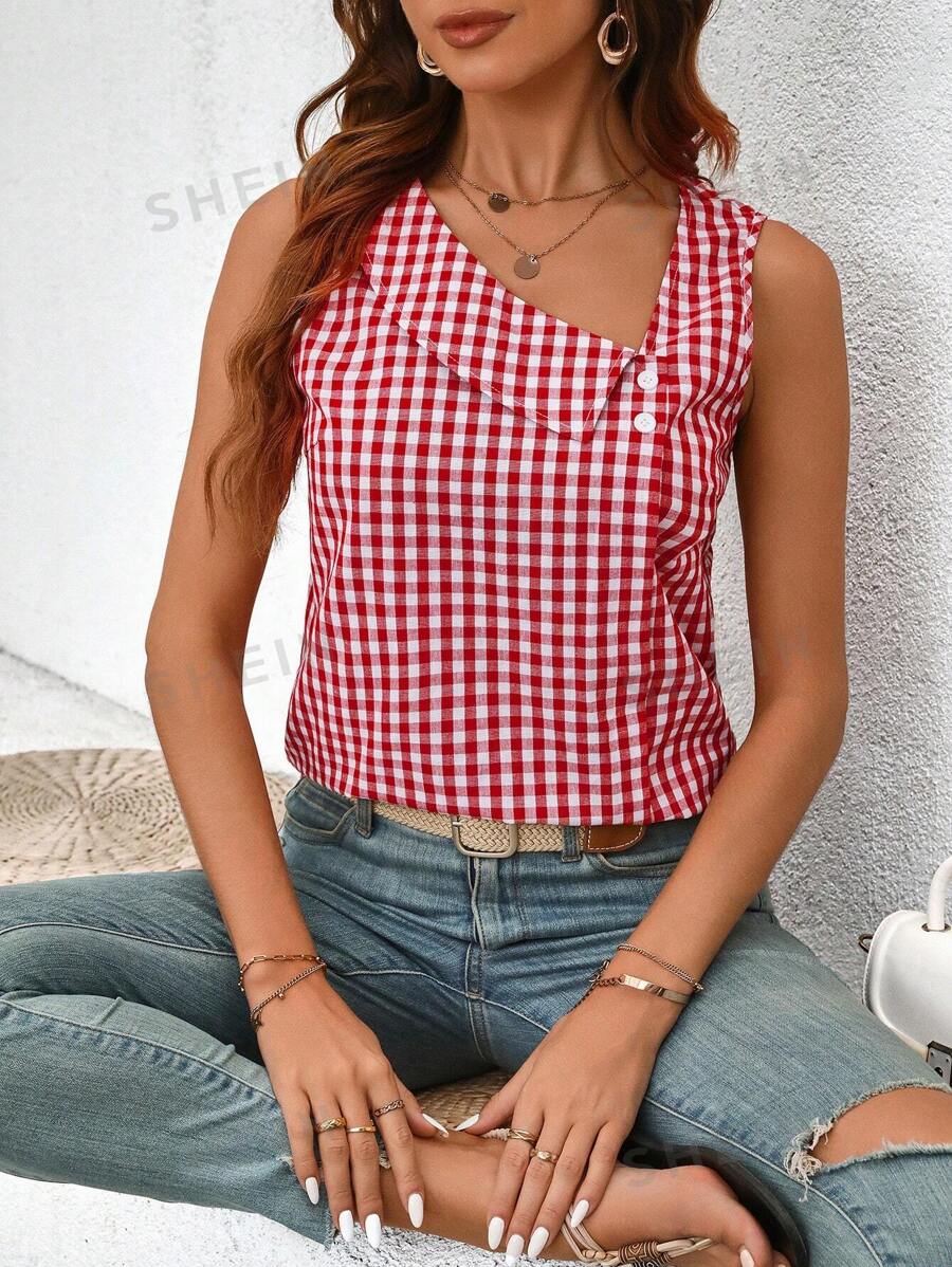 SHEIN LUNE Summer Casual Simple White Short Sleeve Linen Women's Shirt ...