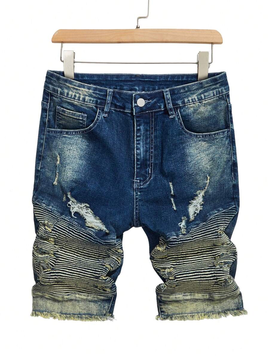 Manfinity LEGND Men's Casual Denim Shorts With Distressed Pockets ...