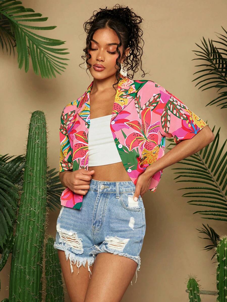 Travachic Women's Vacation Style Casual Shirt With Random Print For ...