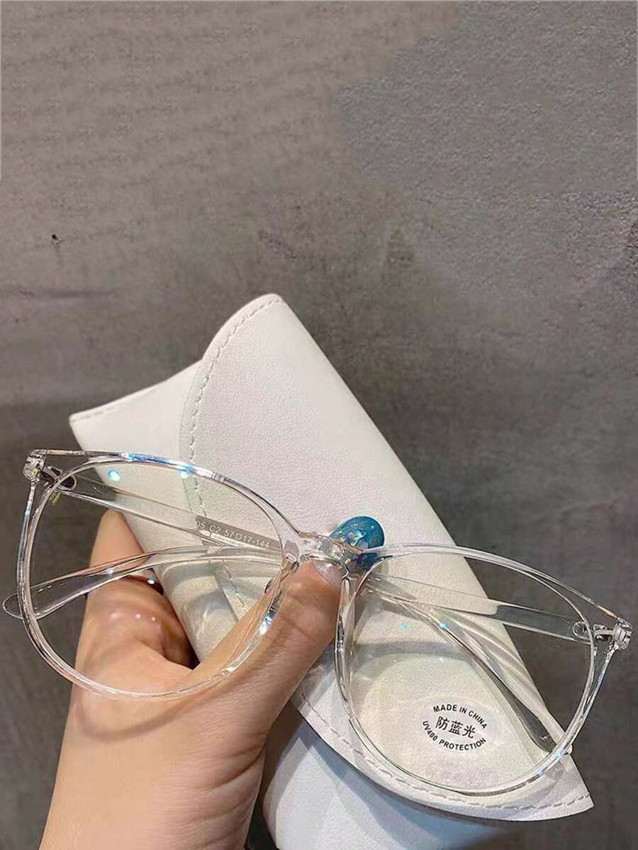Transparent Plain Glasses Female With Big Frame, Blue Light Blocking ...