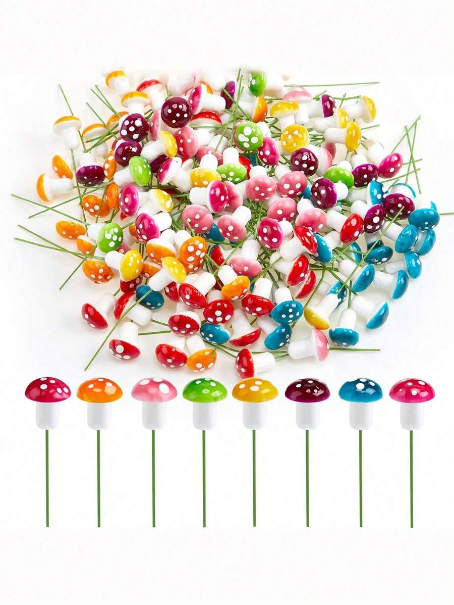 20 piezas de hongos en miniatura, pequeños hongos de colores, ornamento ...