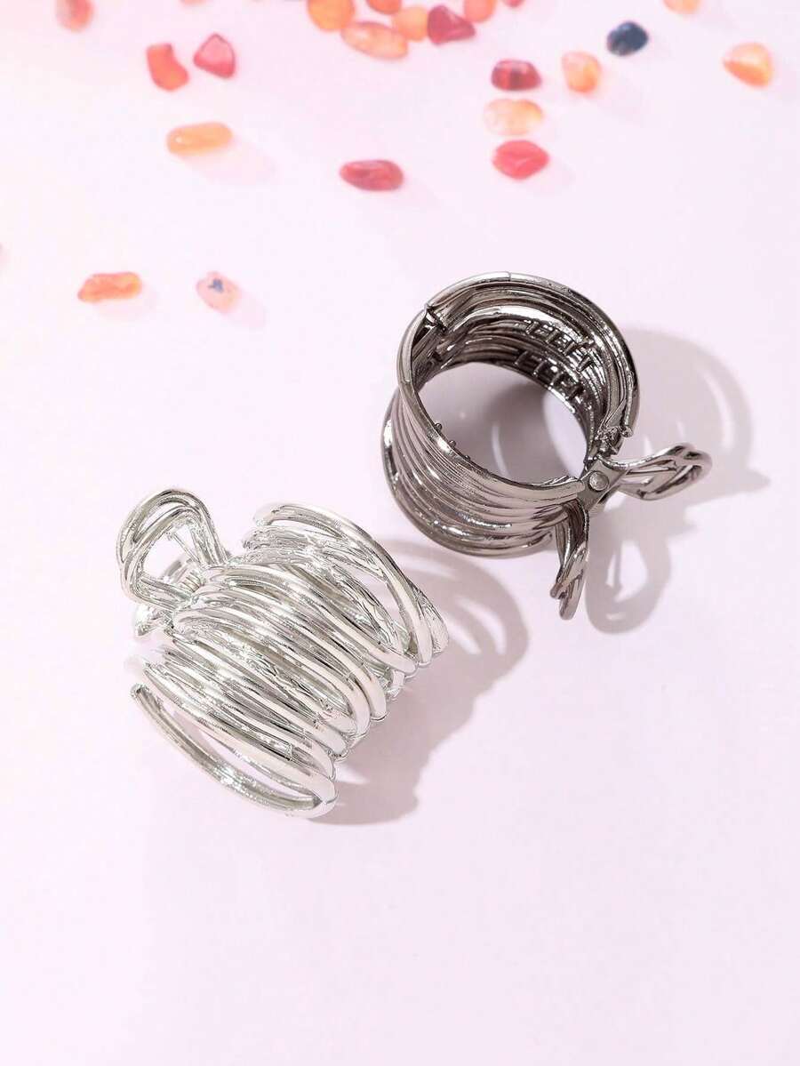 2pcs/Set Hollow Metal Spring Claw Hair Clip, Stylish High Ponytail ...