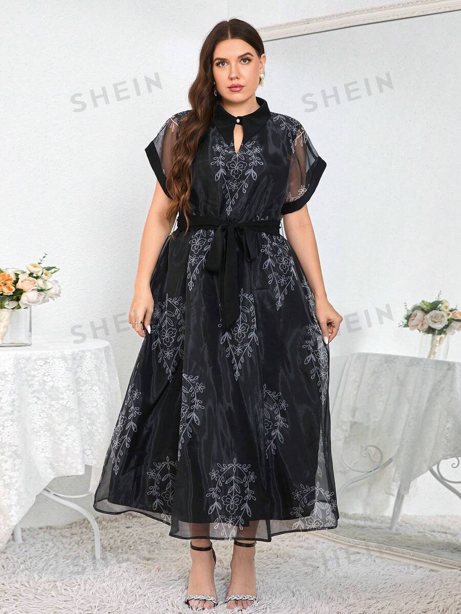 SHEIN Modely Ropa diaria árabe simple de talla grande para mujeres con ...