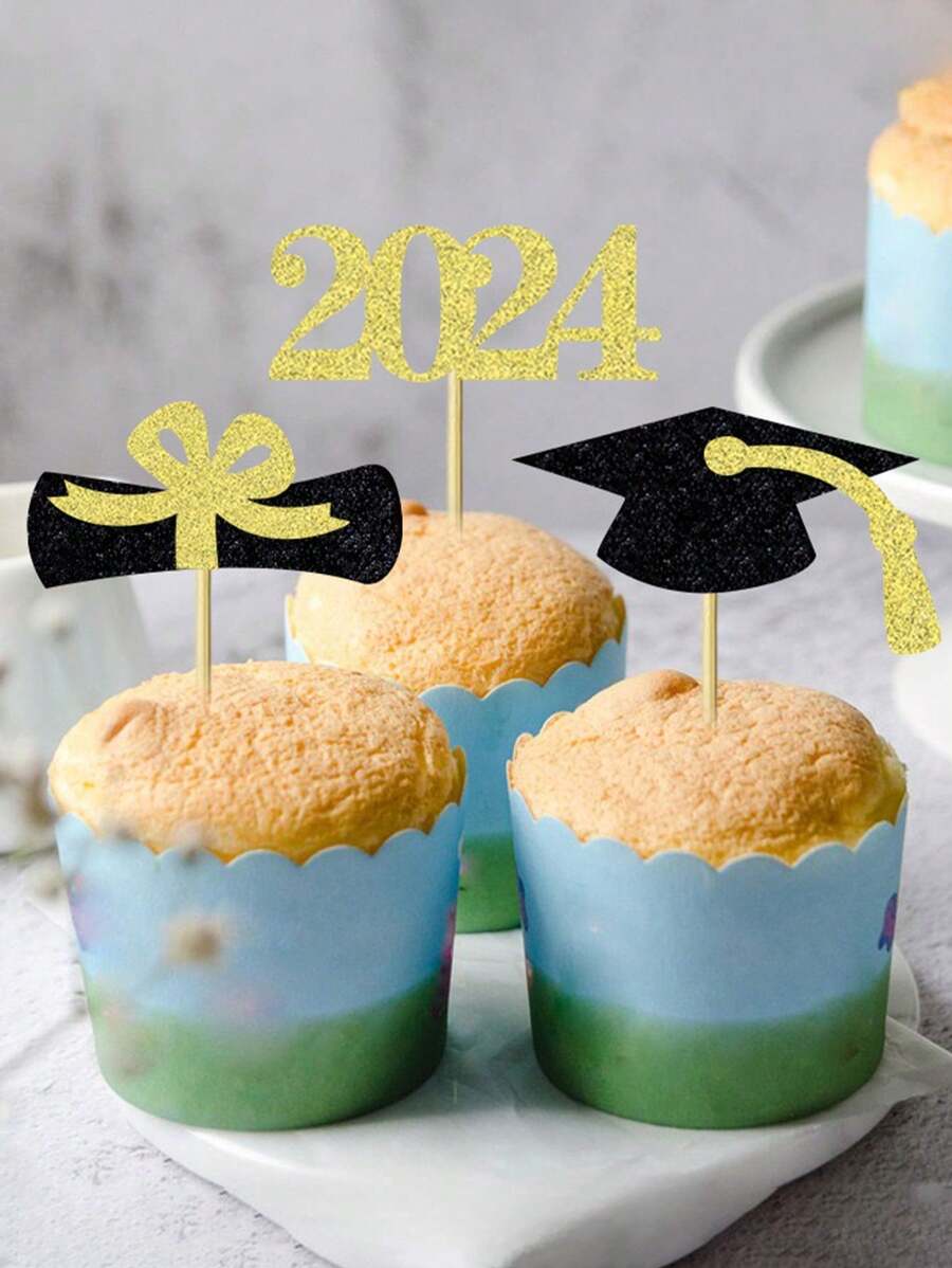 6pcs-2024 Graduation Cupcake Toppers, Graduation Cake Placards, Cake ...