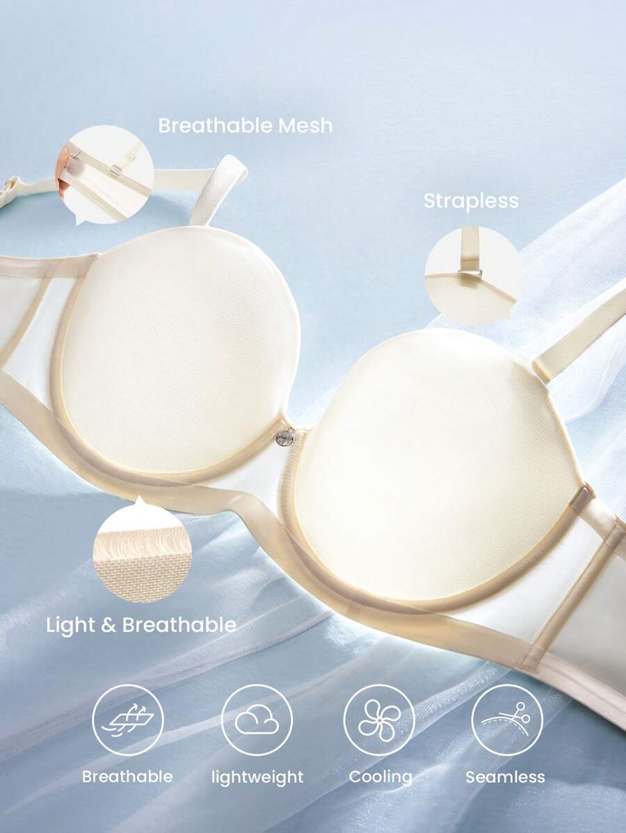 LUVLETTE Plus Dream Curve Air Strapless Airy Breathable Sheer Mesh Spacer Cup Bra | SHEIN USA