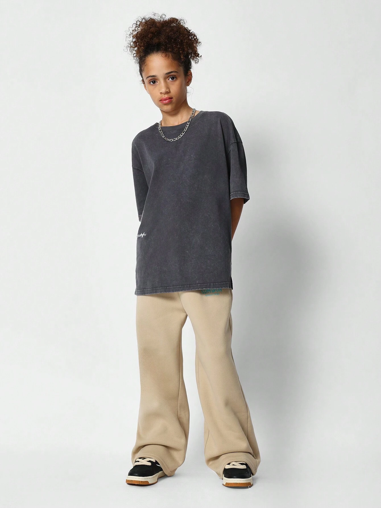 SUMWON Tween Girls Oversized Fit Tee With Back Print | SHEIN USA