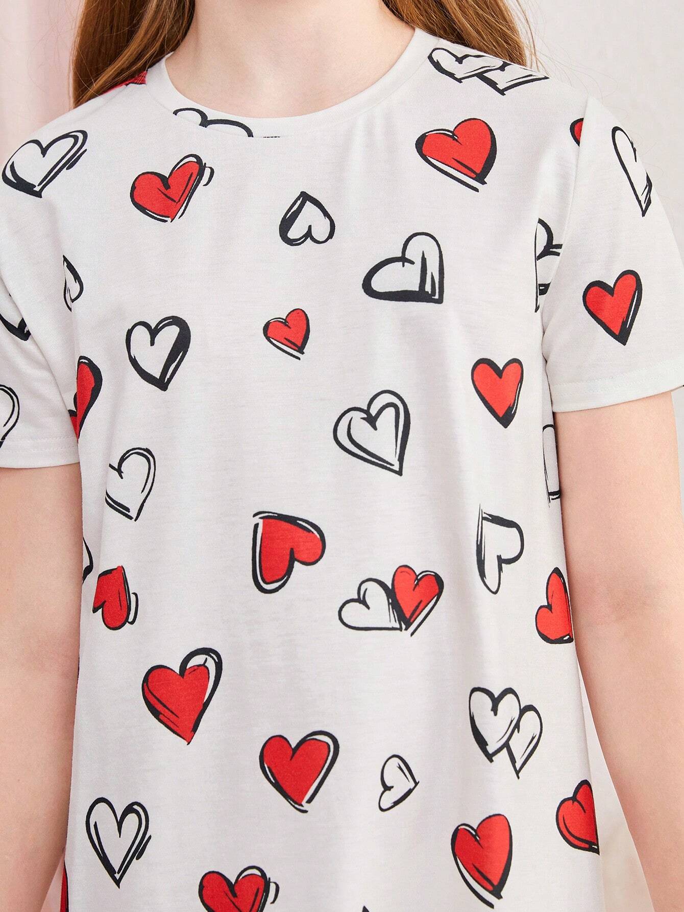 SHEIN Tween Girl Cute Casual Short Sleeve Flame Retardant Sleep Shirt ...