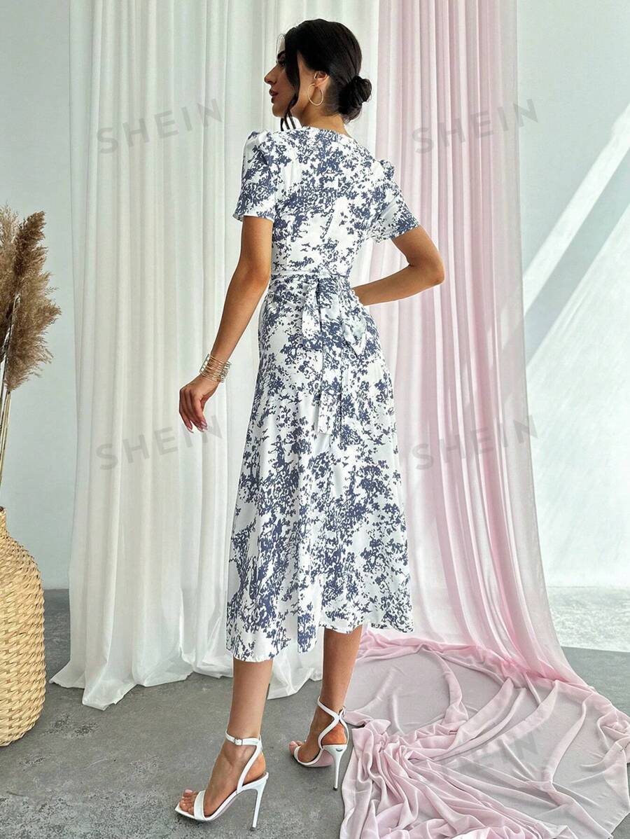 SHEIN Privé Vestido de línea A con pliegues en el pecho y la cintura para mujeres, ideal para ...