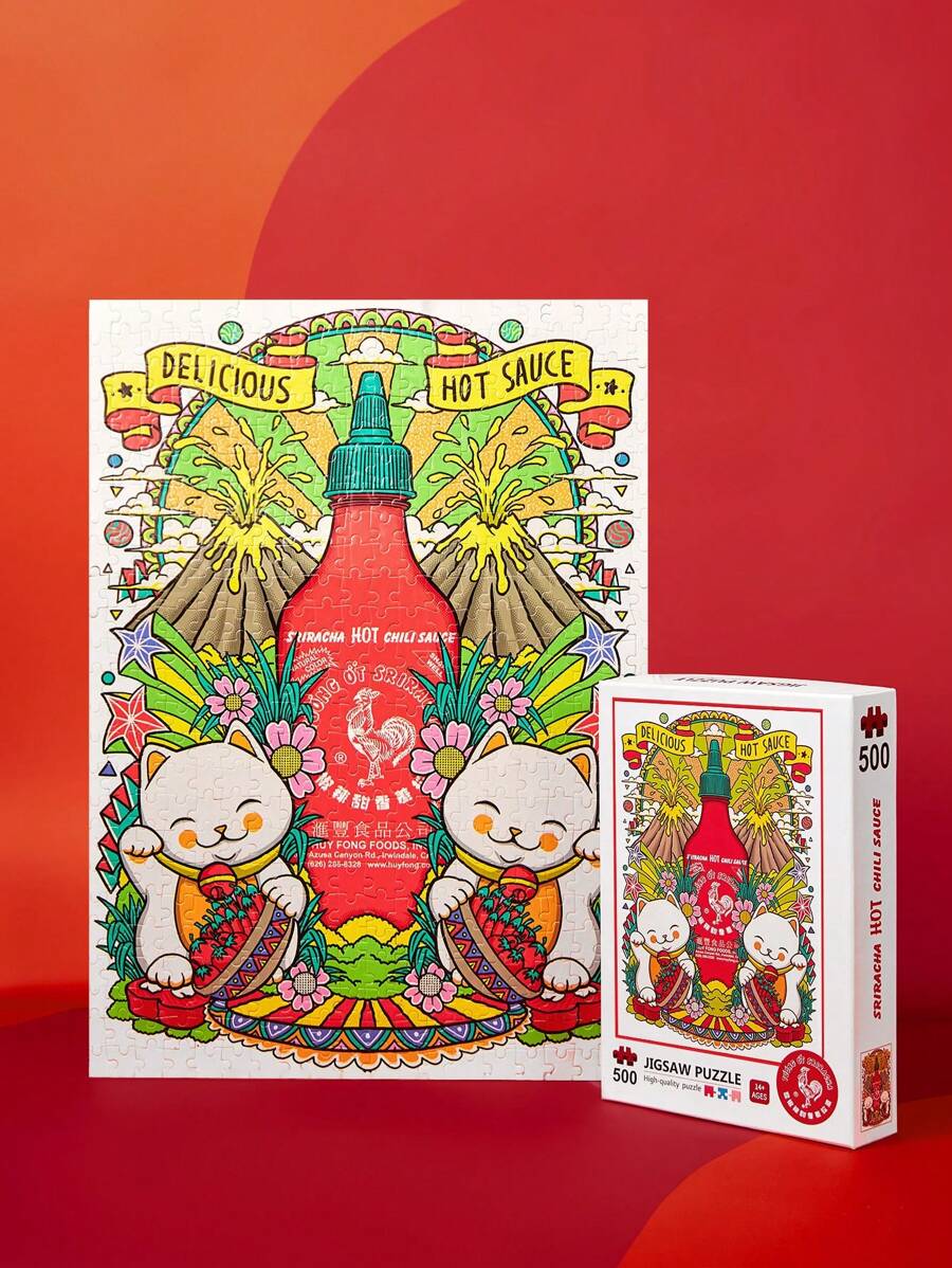 SHEIN X Sriracha by Huy Fong Foods Sober Artwerk Cartoon Pattern Simple ...