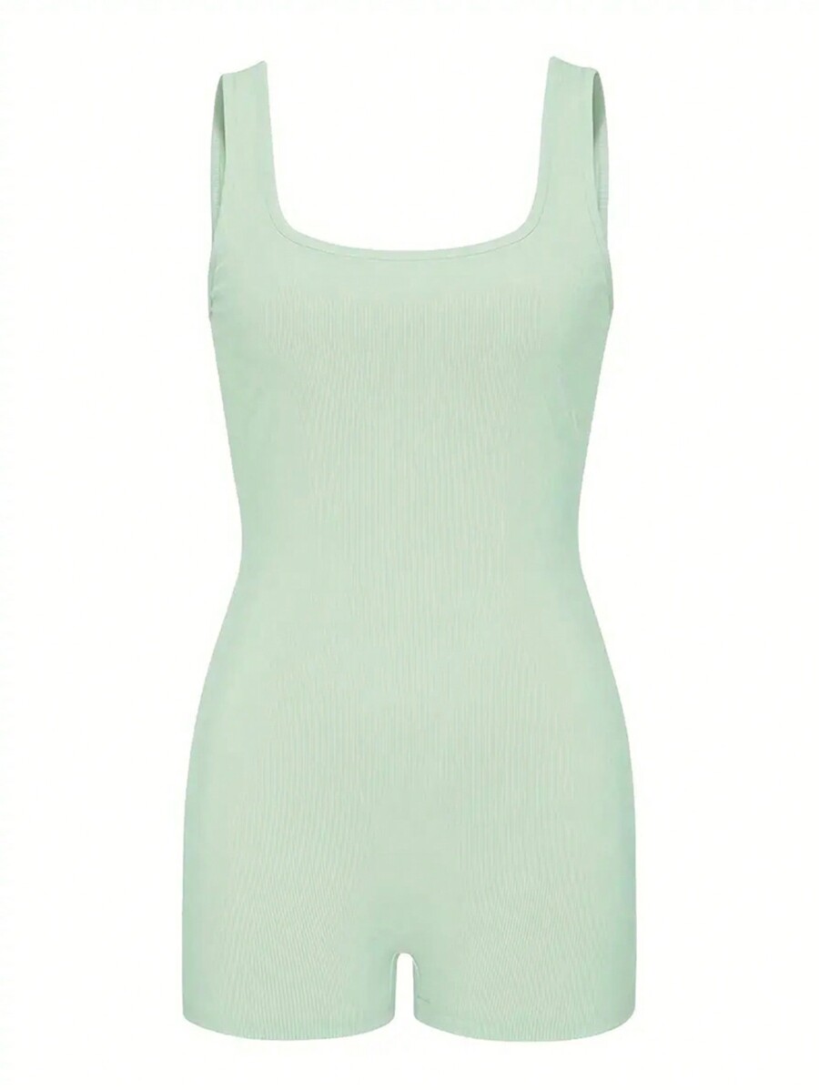 SHEIN SXY Women's Solid Color Sleeveless Jumpsuit Unitard With Wide ...