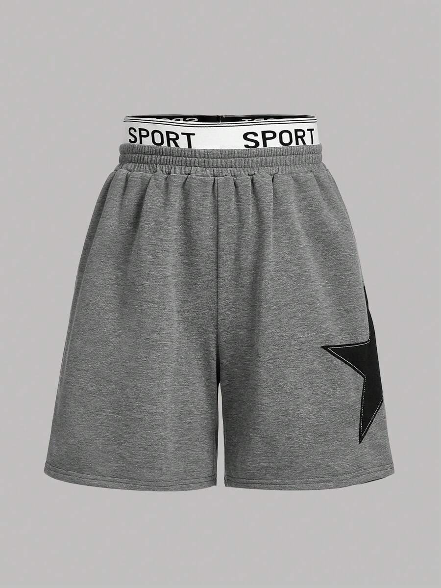 Tween Girl Sports & Leisure Knitted Belted Straight Shorts With Letter ...