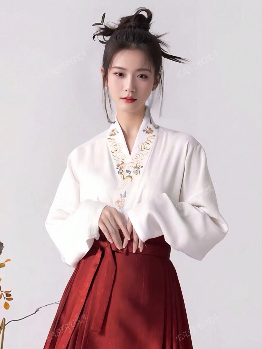 Chinese Traditional Style Embroidered Long Sleeve Top, Ming Dynasty ...