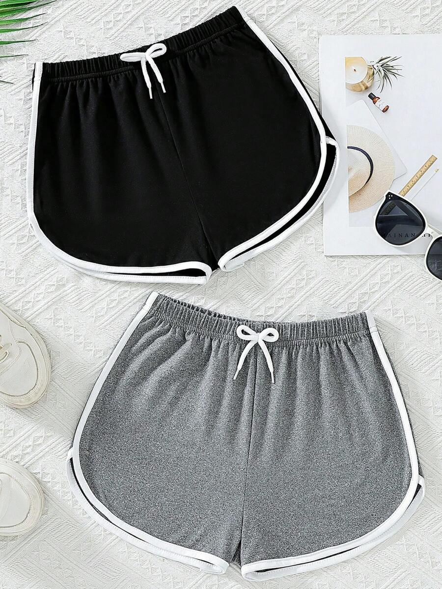 Tween Girl Casual Colorblock Shorts With Embellished Bow Decoration ...