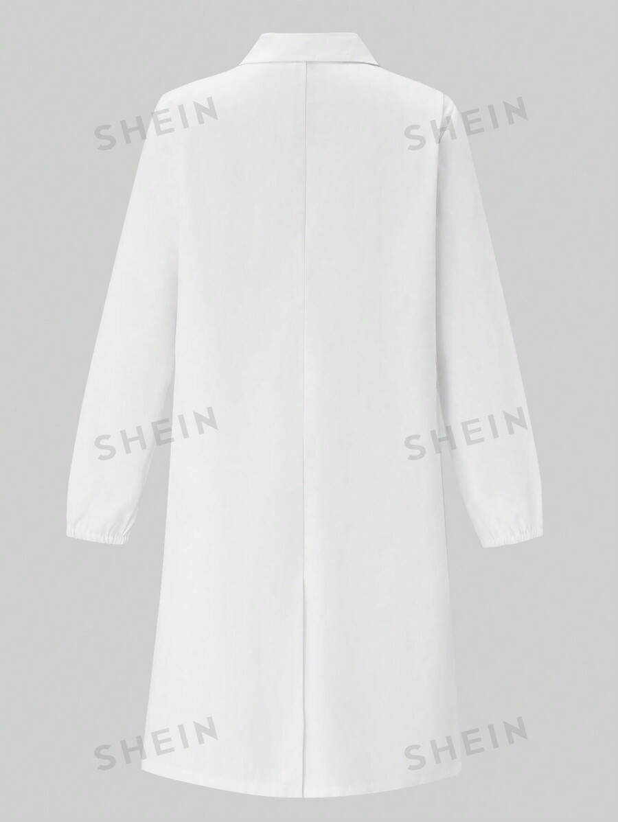 SHEIN Mulvari Open-Front Collared Lab Coat With Elastic Cuffs And ...