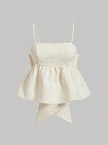 SHEIN MOD Top Canotta Stile Bambola Carino Con Volant Svasato E Fiocco ...