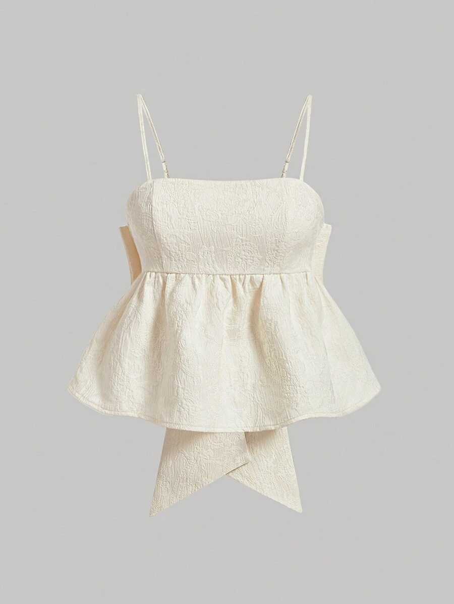 SHEIN MOD Top Canotta Stile Bambola Carino Con Volant Svasato E Fiocco ...