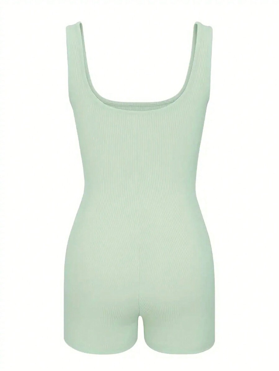 SHEIN SXY Women's Solid Color Sleeveless Jumpsuit Unitard With Wide ...