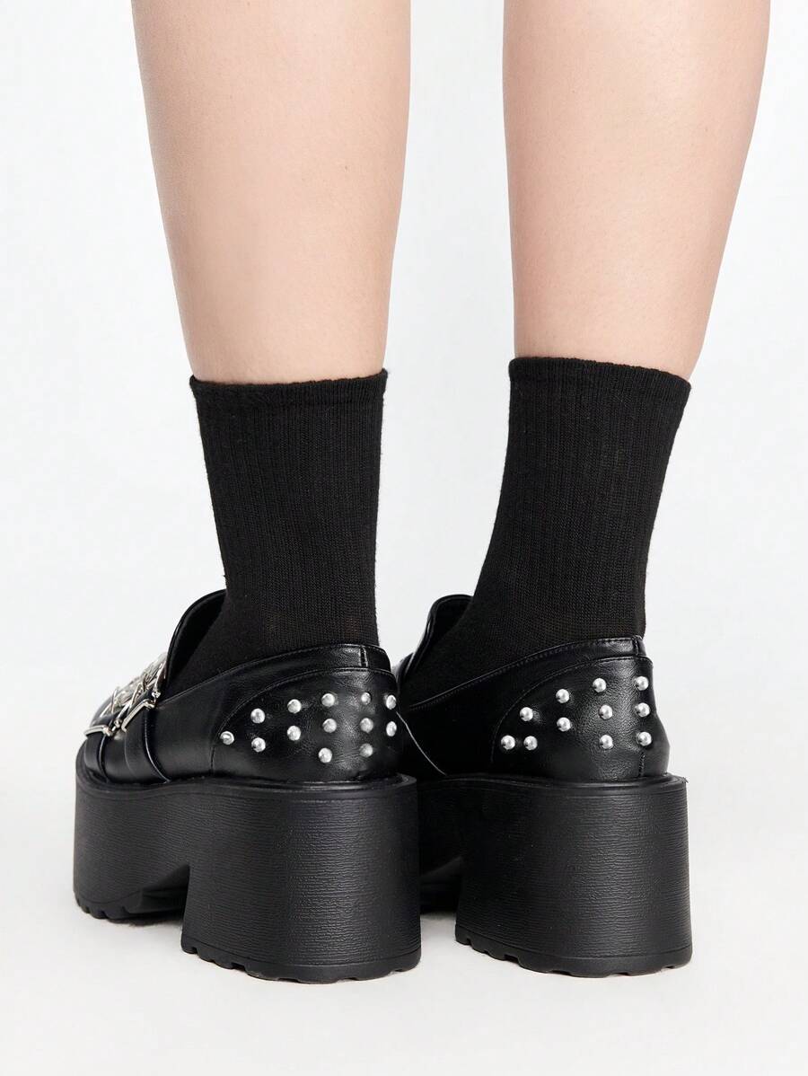 ROMWE Goth Women Gothic Y2K Skull Head Punk Shoes Rock Party Platform ...