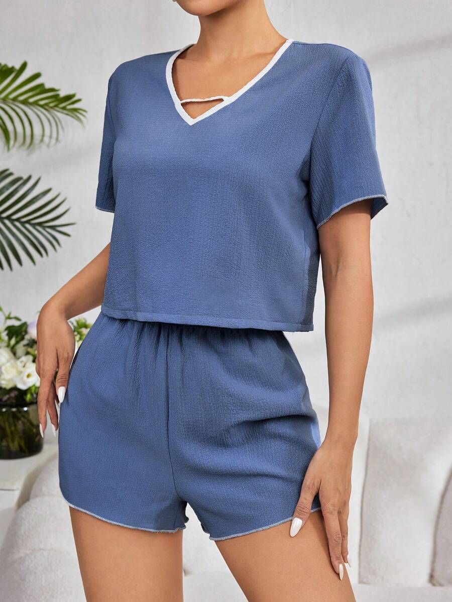Color Block Women's Homewear Set In Standard Sizes | SHEIN UK