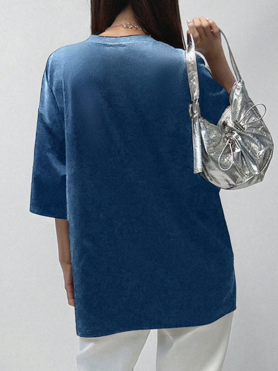 DAZY Women's Summer Casual Casual T-Shirt With Slogan Print, Round Neckline And Drop Shoulder ...