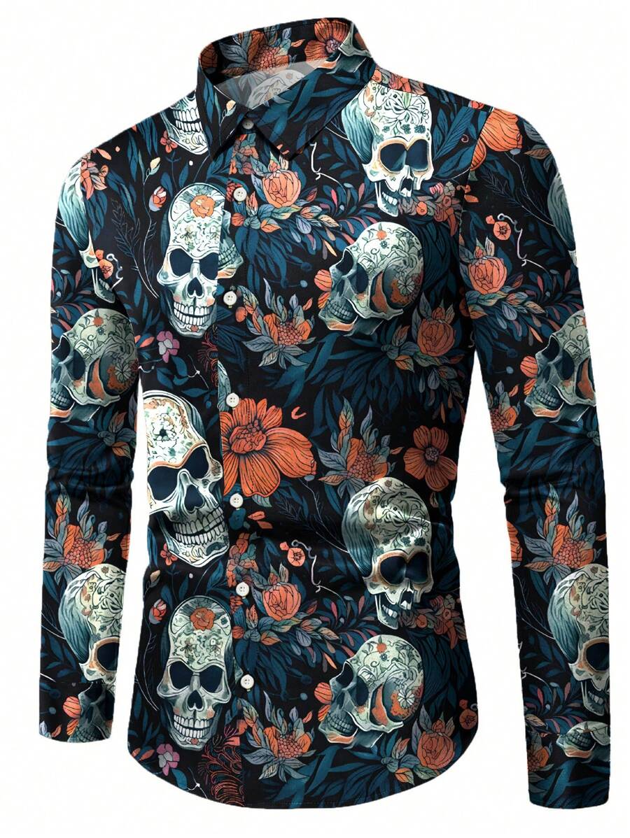 Men Floral & Skull Print Shirt | SHEIN USA