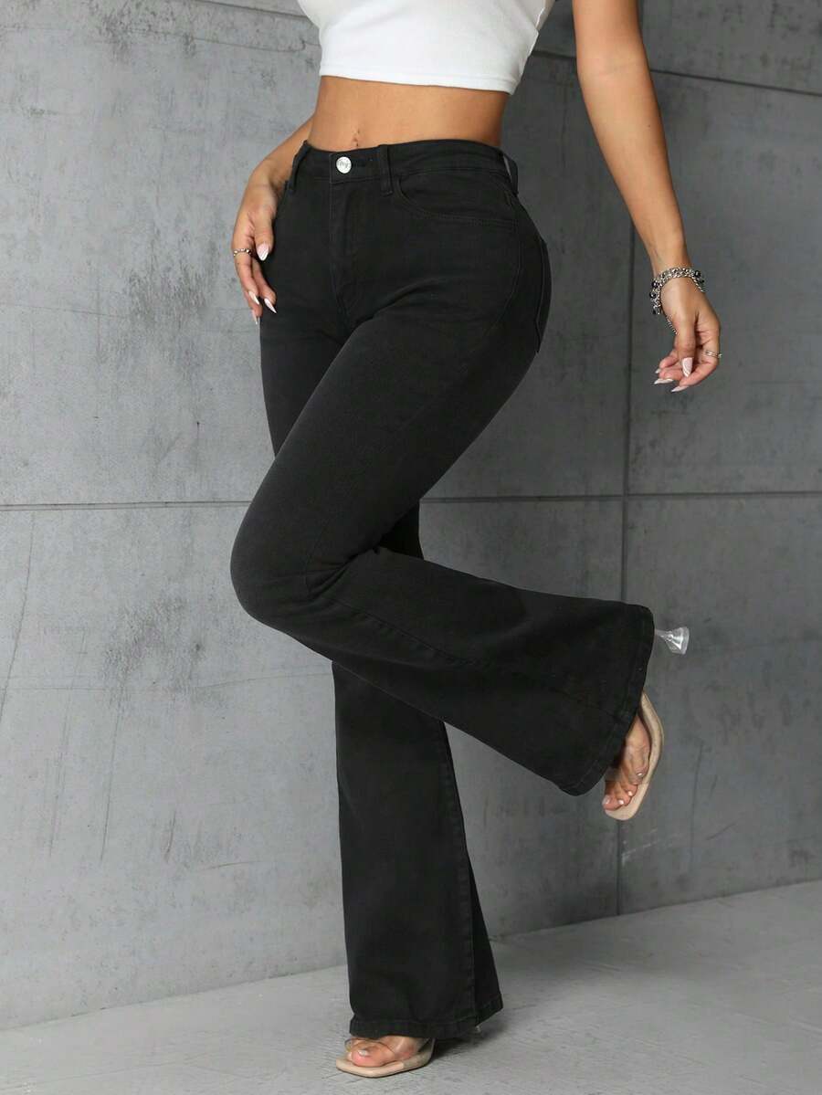 SHEIN Frenchy Solid Color Jeans With Pockets | SHEIN USA